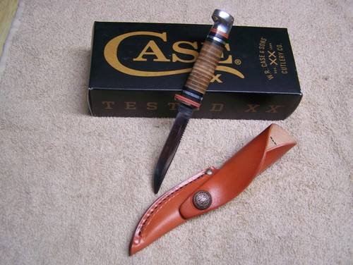 Case xx Mini Finn Fixed Blade Leather Hunter Knife 00379 Leather sheath ...