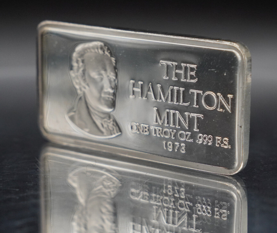 1973 Thanksgiving Hamilton Mint Pheasant Hunt 1oz 999 FINE Silver bar ...