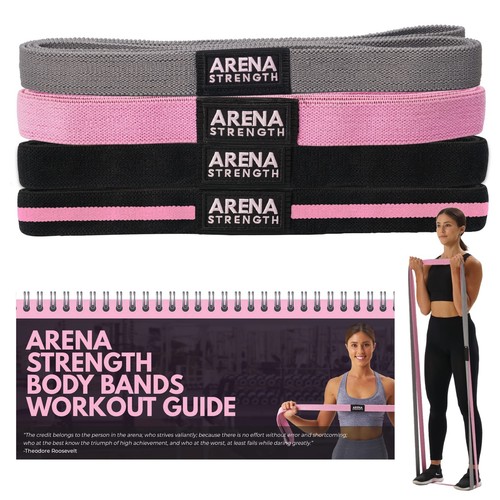 Long Fabric Full Body Resistance Bands Set of 4 and Pull Up Assistance ...