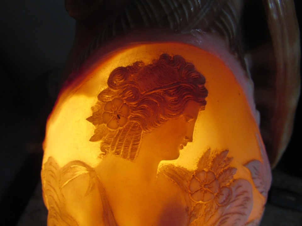 Vintage Conch Cameo Shell Lamp Carved Victorian Lady light | eBay