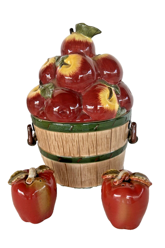 Bushel Apple Crate Cookie Jar Plus Apple Salt & Pepper Shakers ...