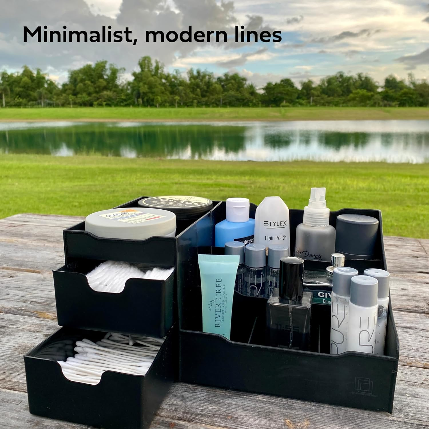 Stylish Black Vanity Organizer with Drawers for Men's Grooming ...