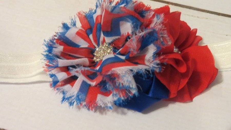 Red White Blue Chevron Flower Patriotic 4th of July Headband | eBay