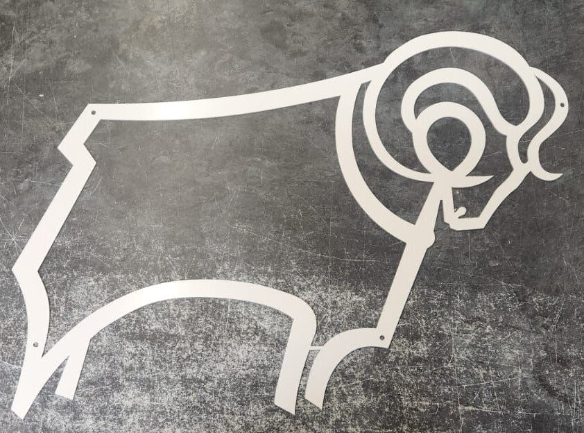 Derby County Rams Logo DERBY COUNTY THE RAMS RAMMY FAN ALL LASER CUT