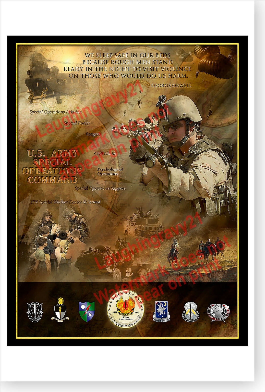 US Army Special Operations Command USASOC 15th Anniversary Poster | eBay