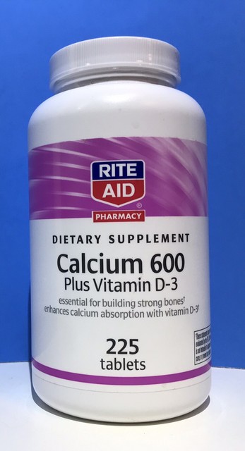 Rite Aid Calcium 600 Plus Vitamin D-3 225 Tablets Exp 2017 for sale ...