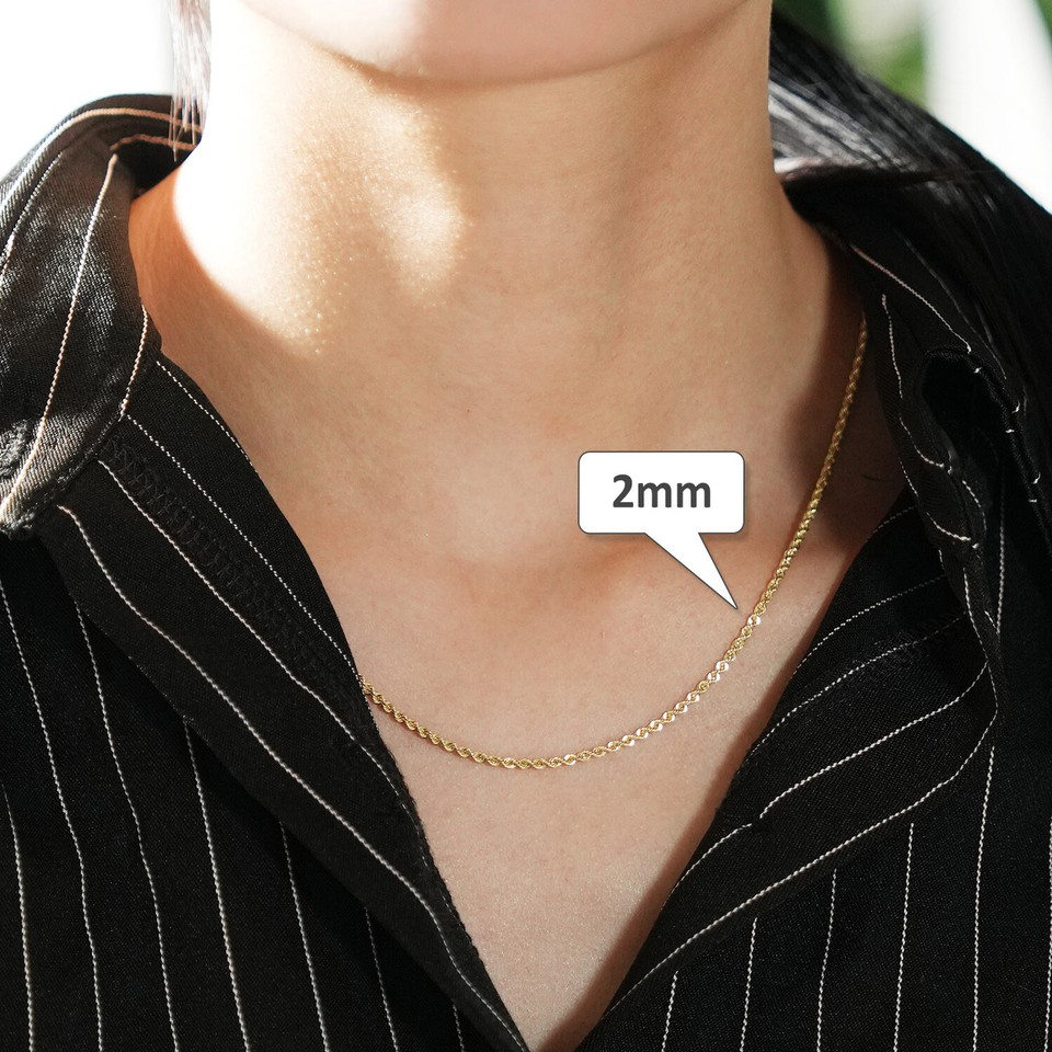 Real 10K Gold 1.8mm-9mm Rope Chain (Hollow) 16"-30" | eBay