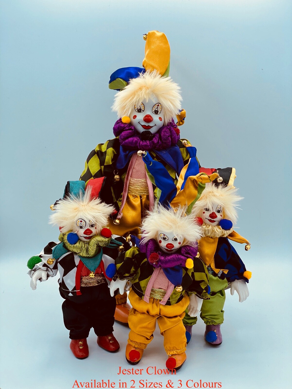 World of Clowns, Jester Clown Gold 20cm Porcelain Clown Doll. WC074 ...