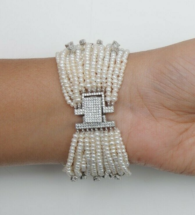 925 Sterling Silver Watches Simulated Diamond Pearl Swan Pear Drop Men ...