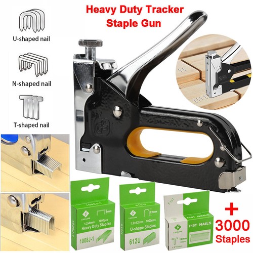Heavy Duty Tacker Staple Gun Upholstery Stapler Fabric Wood Craft ...