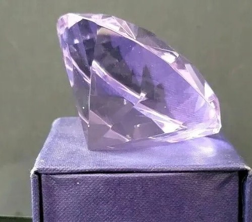 Violet Topaz Color Art Glass Diamond Cut Crystal Paperweight with ...