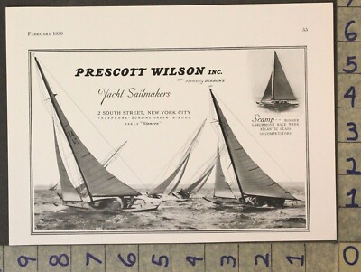 1936 BOAT WATERCRAFT PRESCOTT WILSON SAILBOAT YACHT NAUTICAL AD A-2479 ...