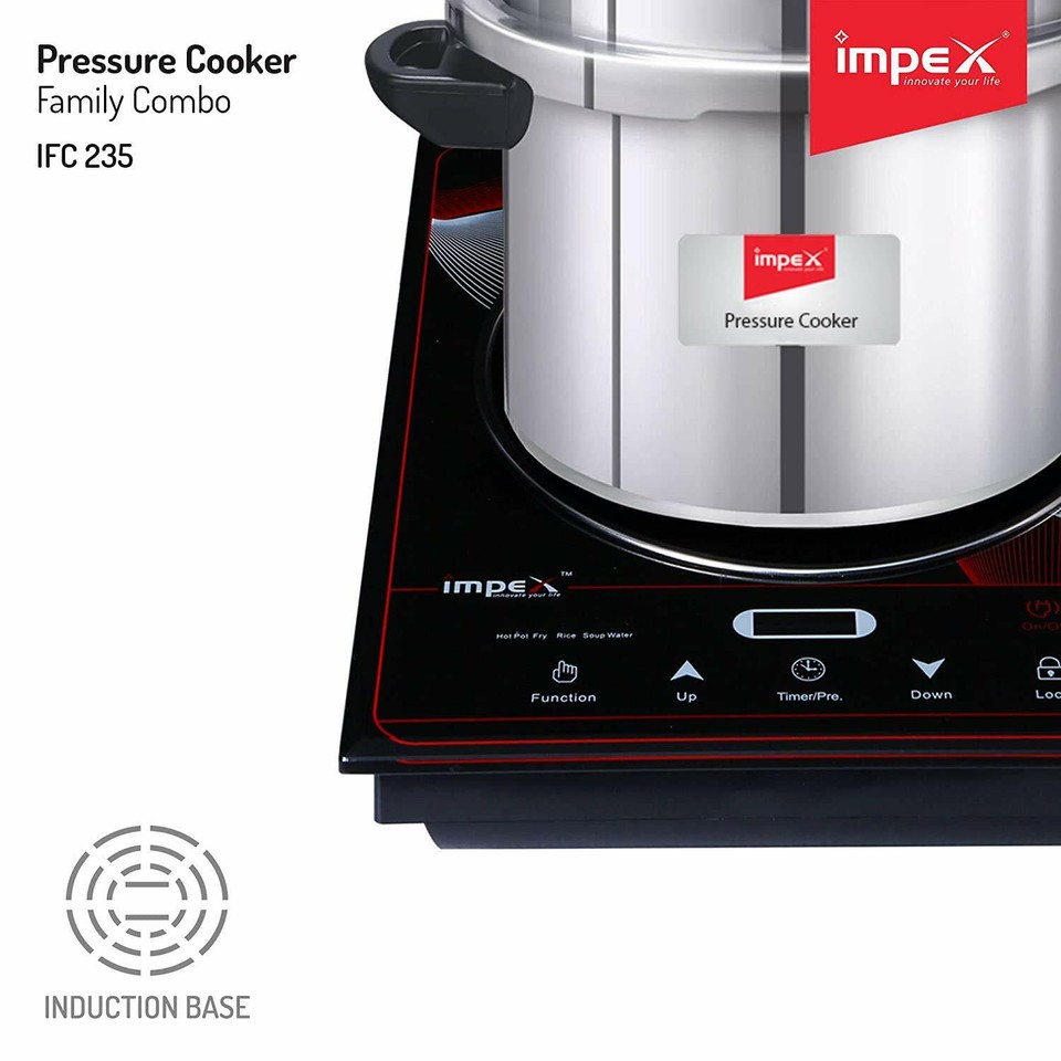 Impex Induction Base Pressure Cooker Family Combo Set of 2, 3 & 5 Litre ...