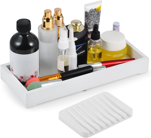 Bathroom Rectangle Tray, Toilet Top Organizer, Farmhouse Wooden Vanity ...