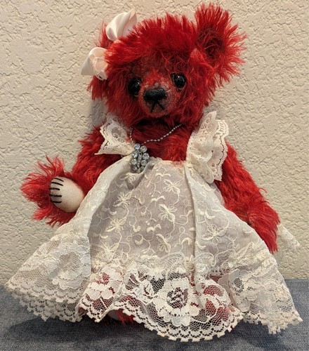 Cathy Lynn Forcino Heirloom Teddy Bear 12” Red Mohair Antique ...