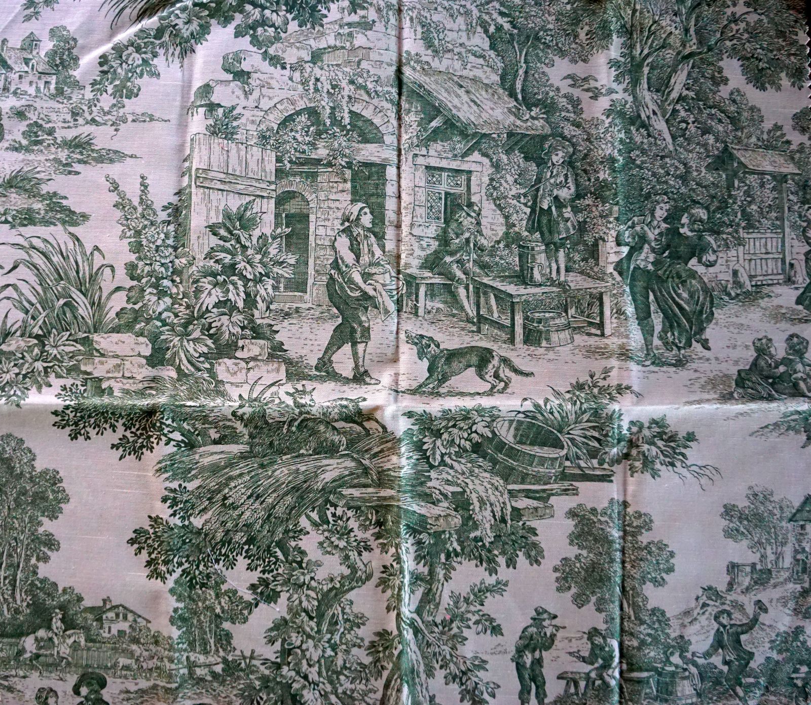 LAURA ASHLEY TOILE SAMPLE FABRICS 2 (25" SQUARE) 89% COTTON 11% LINEN ...