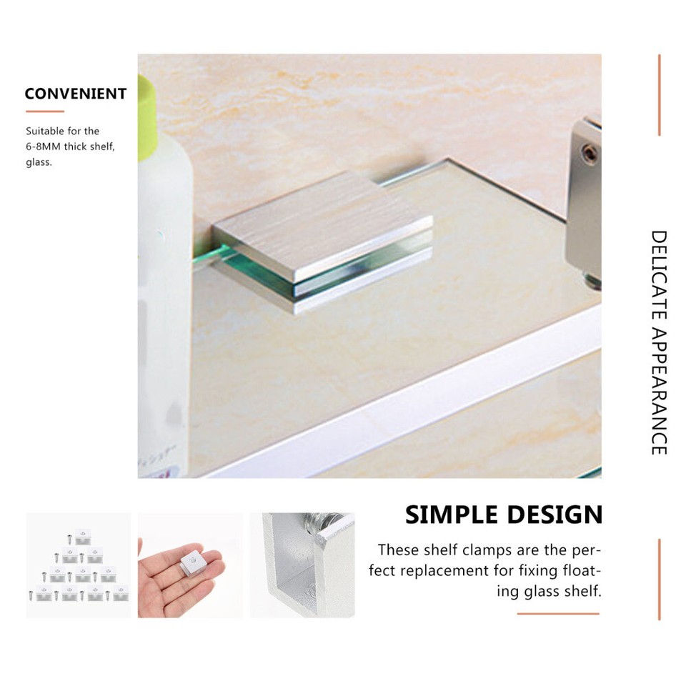 10 Pcs Heavy Duty Shelf Brackets Glass Sandwich Plate Support | eBay