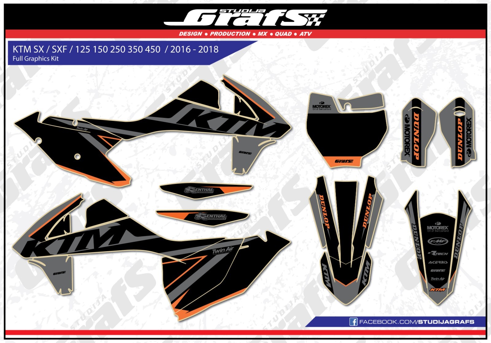 2016 2017 2018 SX SXF Graphics Kit For KTM 125 150 250 350 450 125SX ...