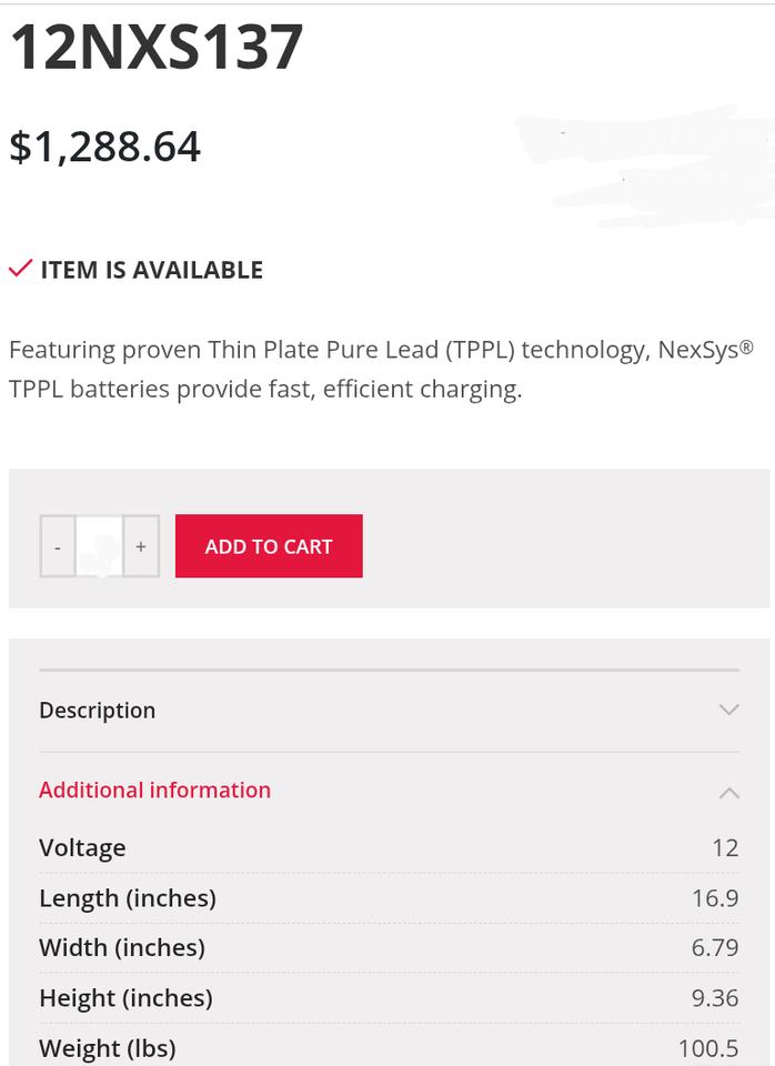 NexSys 12NXS137 Forklift/Solar Panel/Medical Dev/Pallet Jack Batt 12V ...