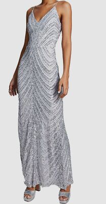 B Darlin Women Silver Sequined Bungee Strap Gown Dress Plus Sz 16W | eBay