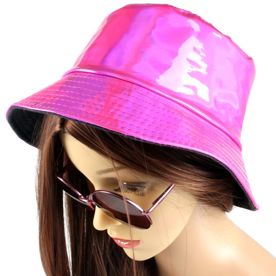 HOLOGRAPHIC BUCKET HATS Festival Party Fancy Dress Bright Loud Boonie ...