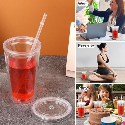 Portable Straw Cup Drinking Cup Water Bottle With Lid Drink Tea Milk ...