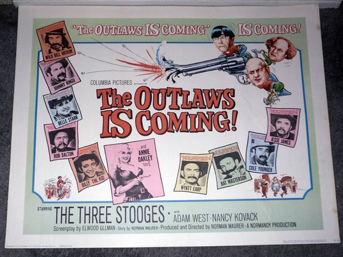 THE OUTLAWS IS COMING orig ROLLED 22x28 movie poster THE THREE STOOGES ...