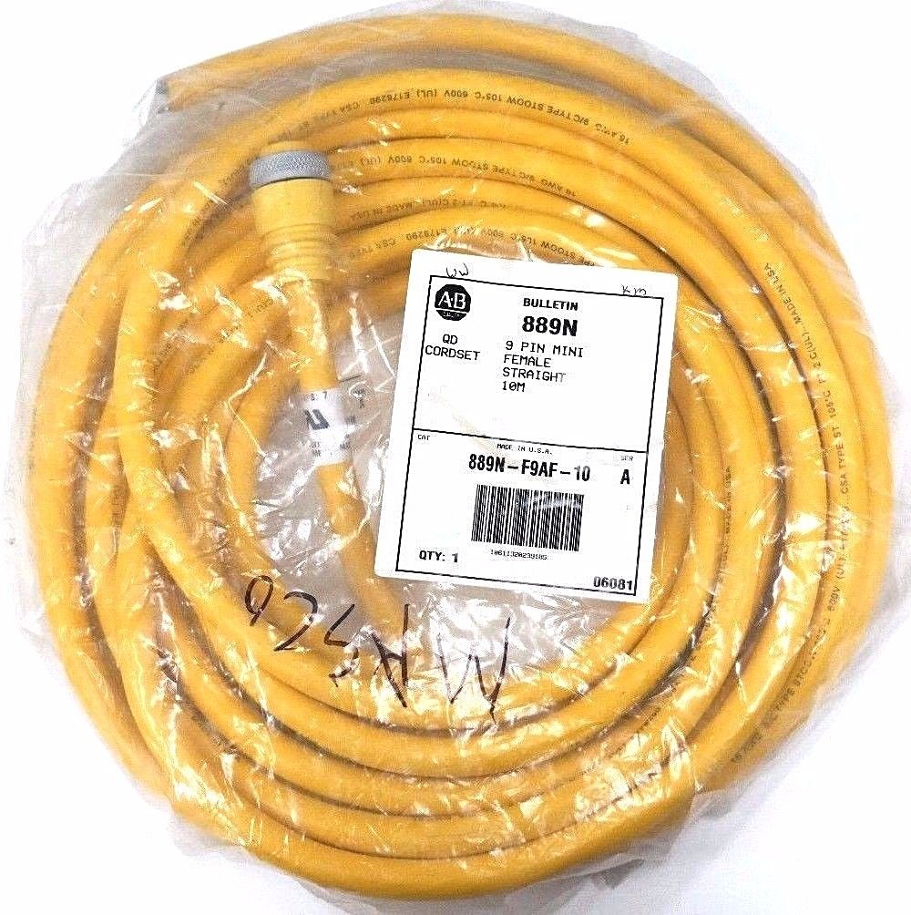 Allen Bradley 889n-f9af-10 Ser a 9 Pin Female Straight CORDSET Cable ...