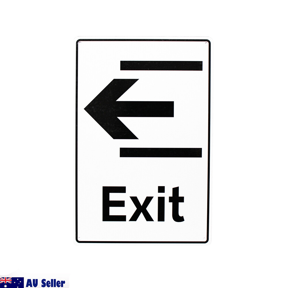 3x Warning Notice Exit Sign Left Arrow Office 200x300mm Metal Al ...