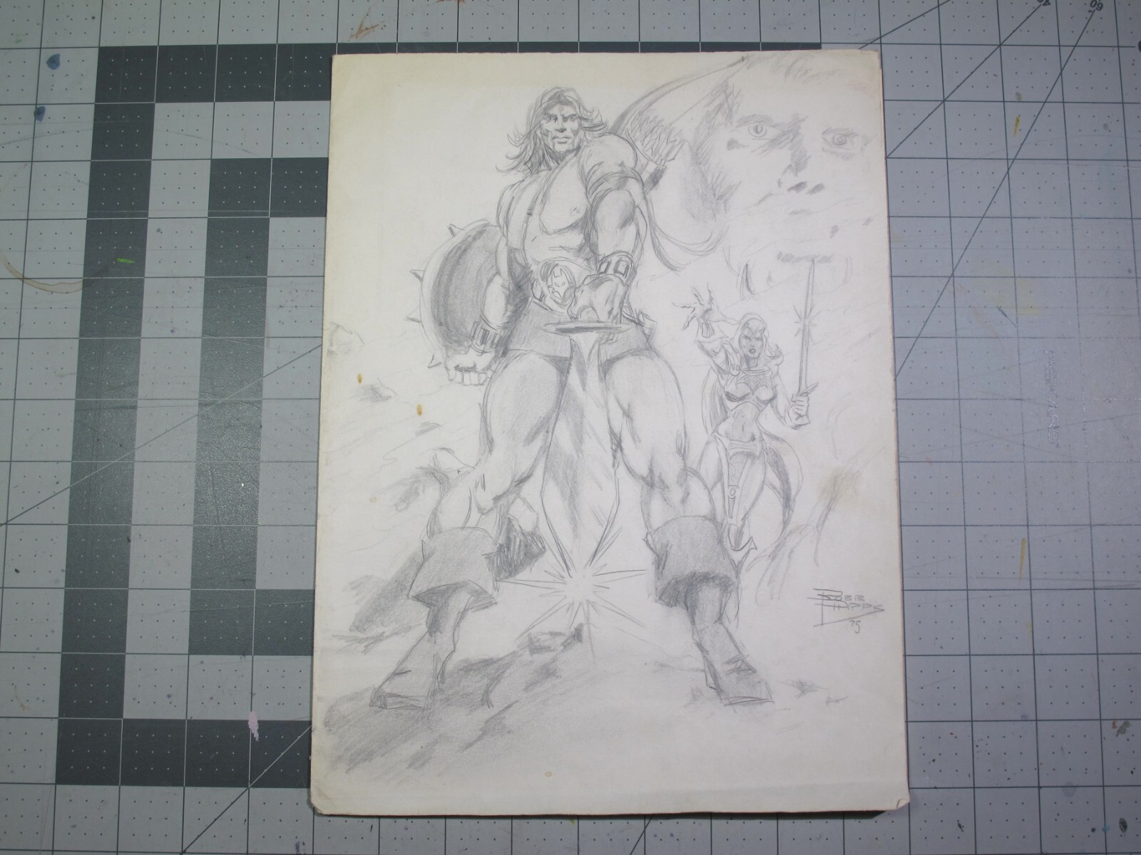 vtg 1975 original comic art - Robb Phipps Conan Red Sonja concept ...