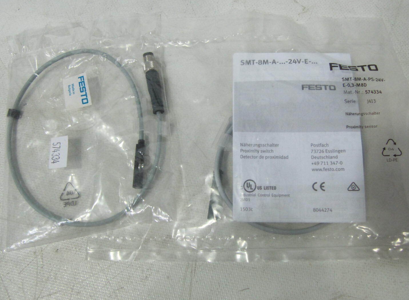 (NEW) Festo Cylinder Position Reed Switch SMT-8M-A-PS-24V-E-0,3-M8D ...