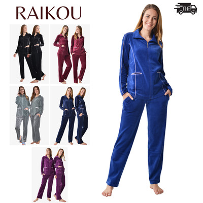Damen Samt Hausanzug Trainingsanzug Jogginganzug Velours Freizeit Sport ...