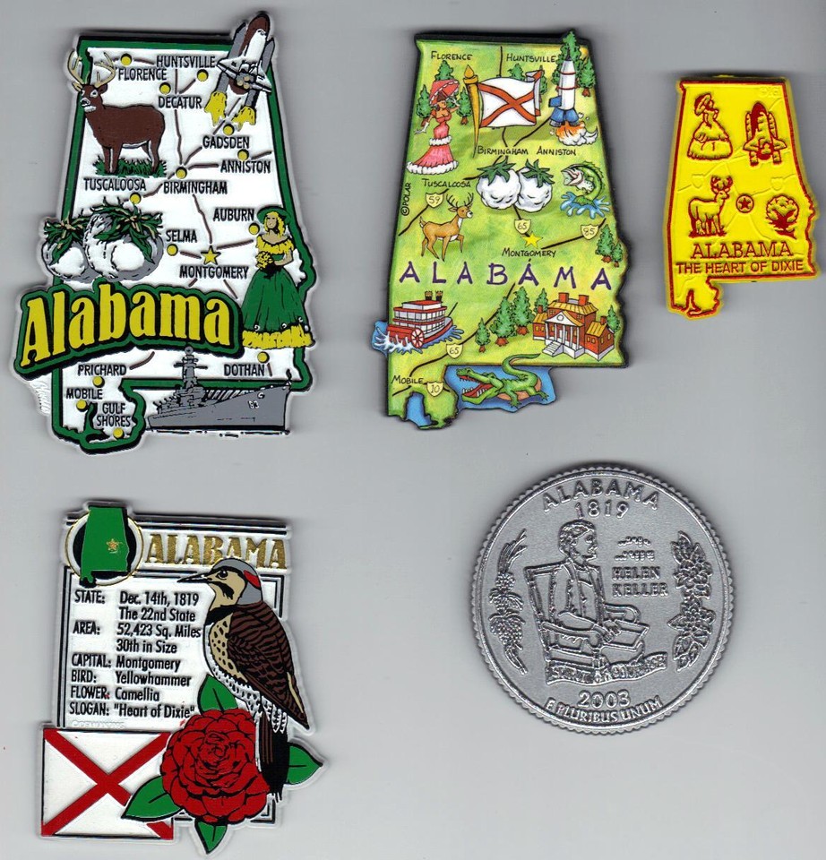 ALABAMA " THE HEART OF DIXIE"' STATE OUTLINE MAP MAGNET NEW | eBay