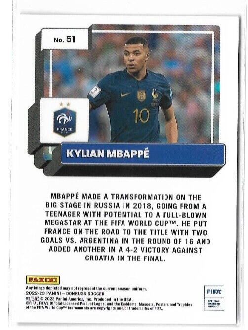 2022-23 Donruss Soccer Base Optic #51 Kylian Mbappe Card- France | eBay