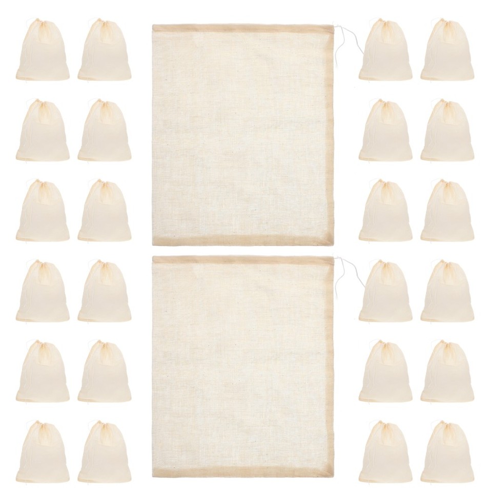 25 Pcs Drawstring Soup Bag Filter for Cooking Cotton Muslin Bags Fabric ...