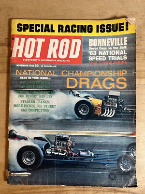 HOT ROD MAGAZINE NOVEMBER 1963 SPECIAL RACING ISSUE NATIONAL ...