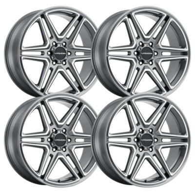 (Set-4) Vision 476 Wedge 22x9.5 6x5.5 6x139.7 30mm Gunmetal Wheels 22 ...