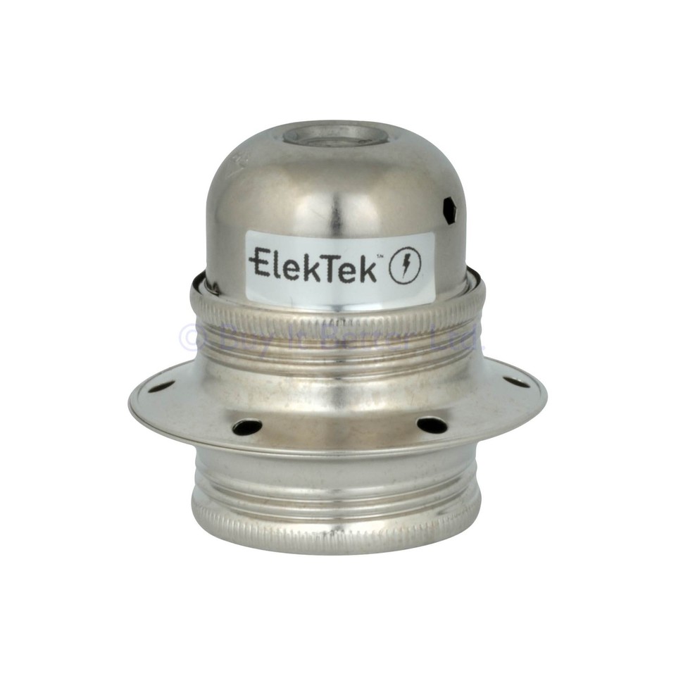 ElekTek E27 ES Lamp Holder 10mm Entry Edison with Shade Rings and Cord ...