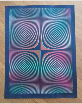 CraZy RaRe VinTagE OP ART PANDORA FELT / VELVET BLACK LIGHT POSTER | eBay