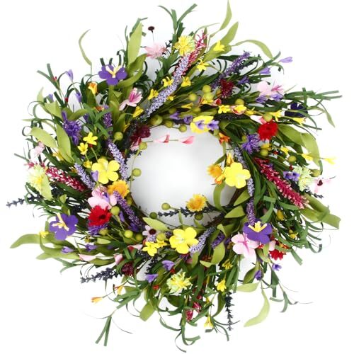 22 Inch Spring Wreath for Front Door Daisy Flower Door Wreath ...