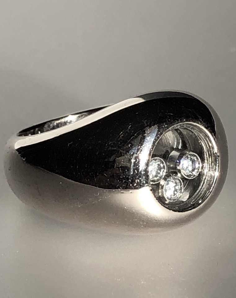 Massive Chopard Ring 18K White Gold Floating Happy Diamond Vintage ...
