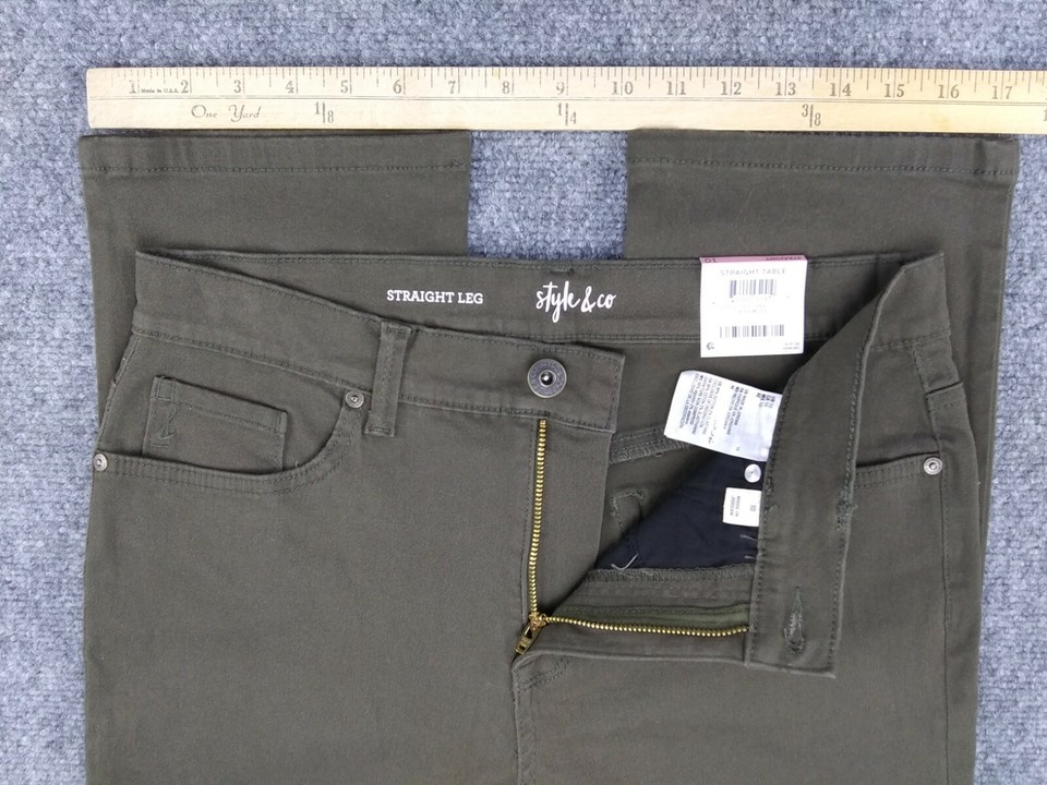 Style&co. Pants Womens Tag Size 10 Green Green Moss Straight Table New ...