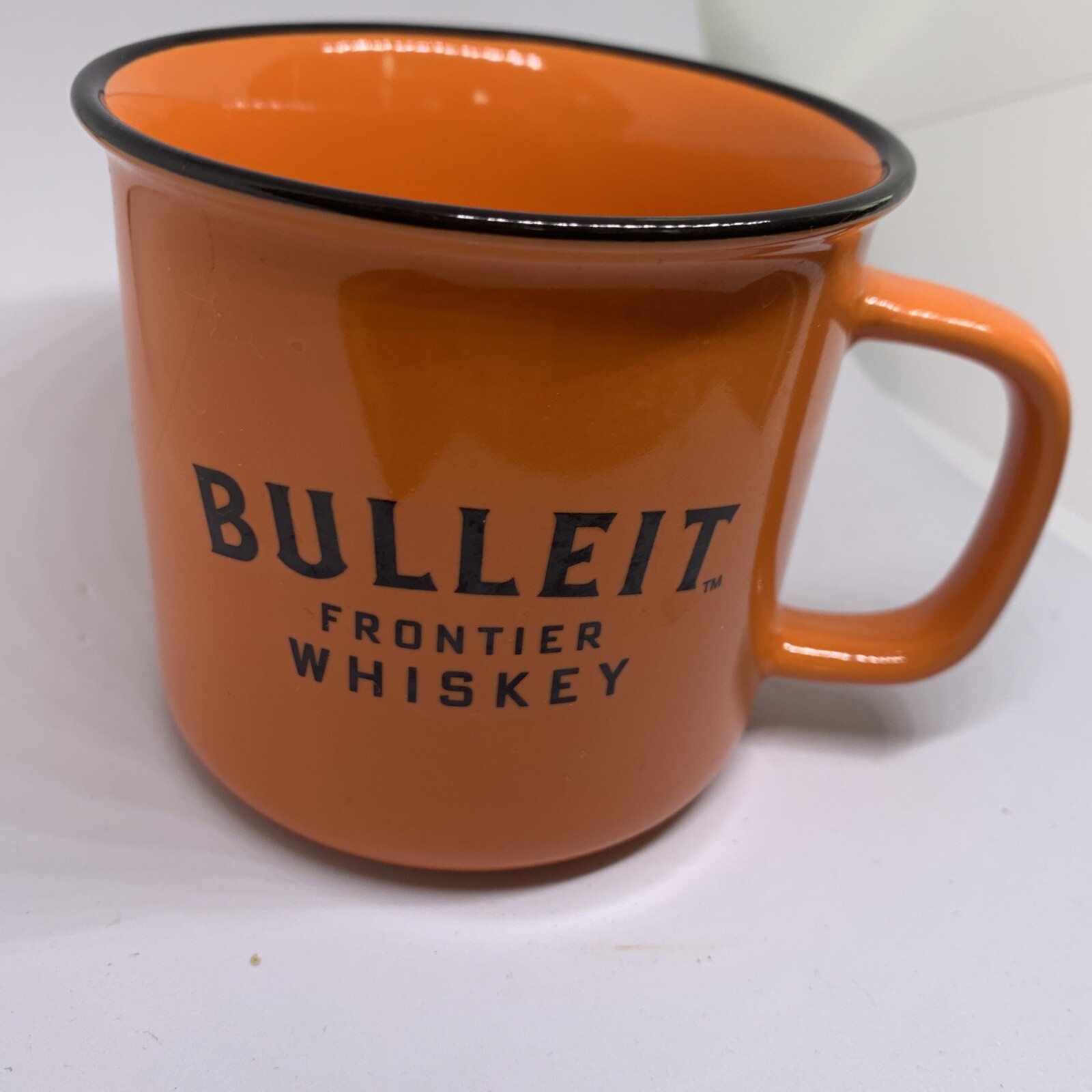 BULLEIT Frontier Whiskey Mug Cup Bright Orange | eBay