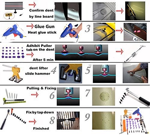 HiYi 5pcs Tap Down Tools Paintless Dent Repair for All Painted A-1 | eBay