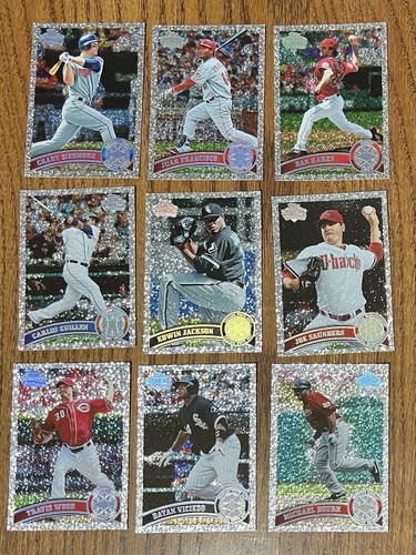 Lot of 9 Topps 2011 DIAMOND ANNIVERSARY PLATINUM Cards Bourn Saunders ...