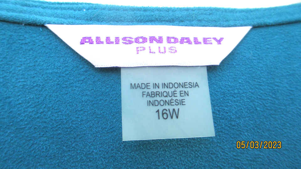 Dillards ALLISON DALEY PLUS Size 16 W Fringed TEAL DRESS JACKET Stud ...