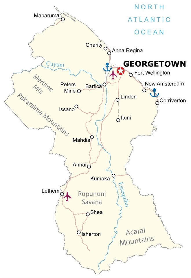 Guyana Road Map GLOSSY POSTER PICTURE PHOTO PRINT BANNER 12554 | eBay