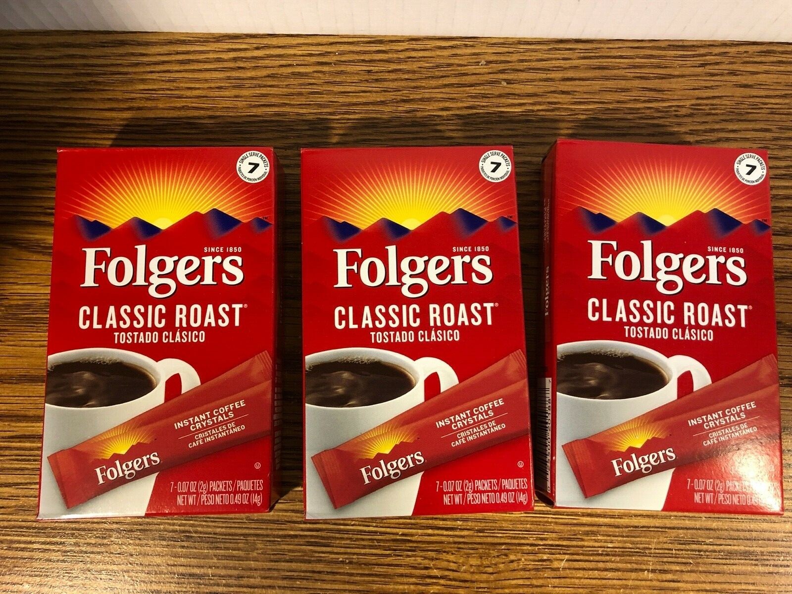 Folgers Instant Coffee 7 Single Packets Classic Roast Lot of 3 Camp NEW ...