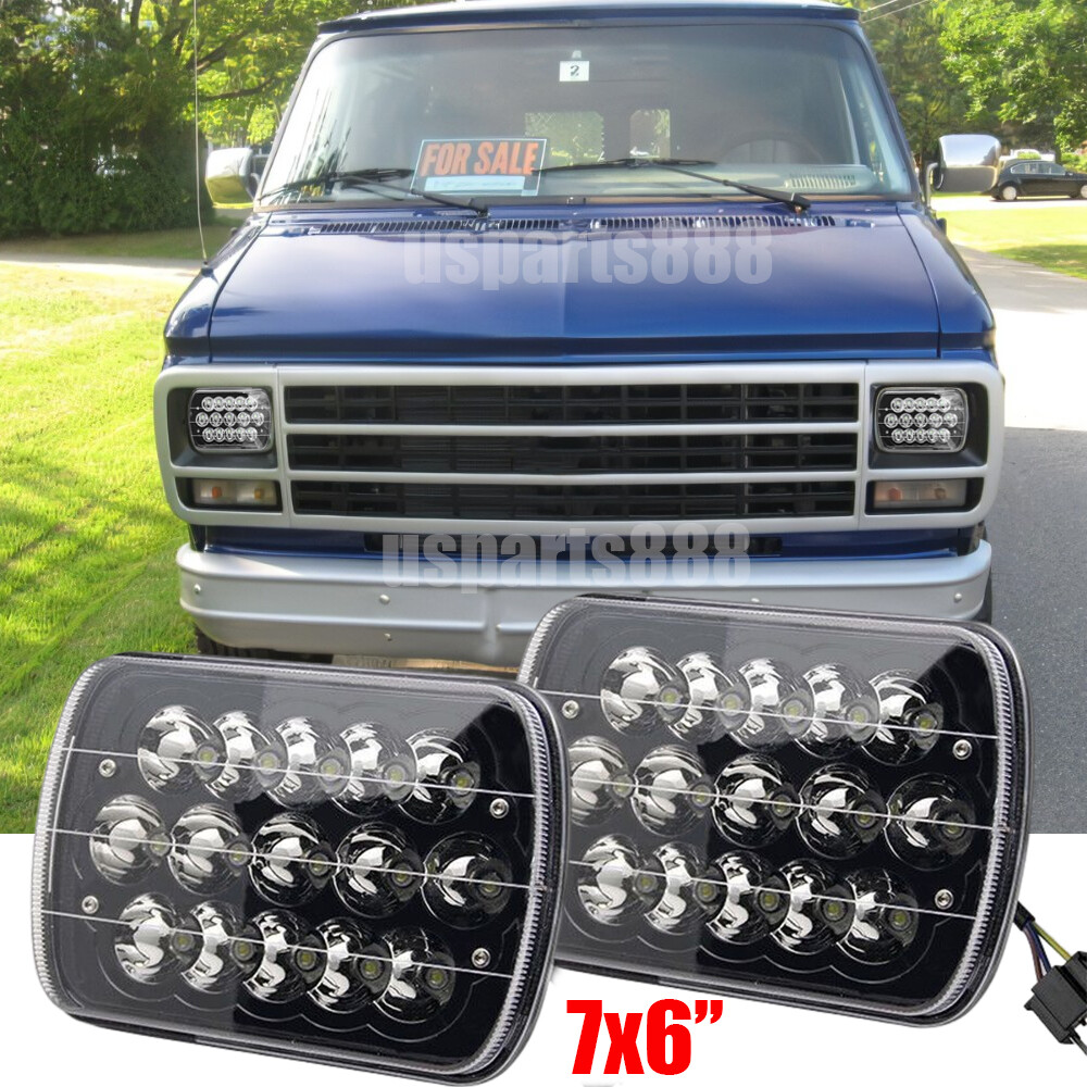 2x Fit Chevy G10 G20 G30 Van 1978-1995 DOT 5x7'' 7x6" LED Headlights Hi ...
