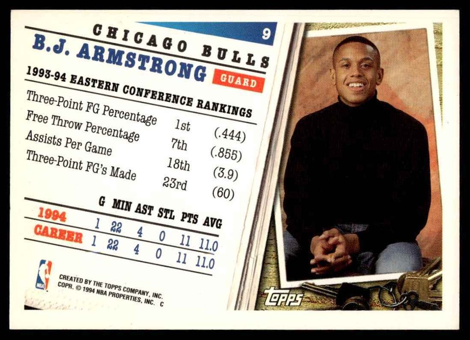 1994-95 Topps B.J. Armstrong NBA All Stars #9 | eBay